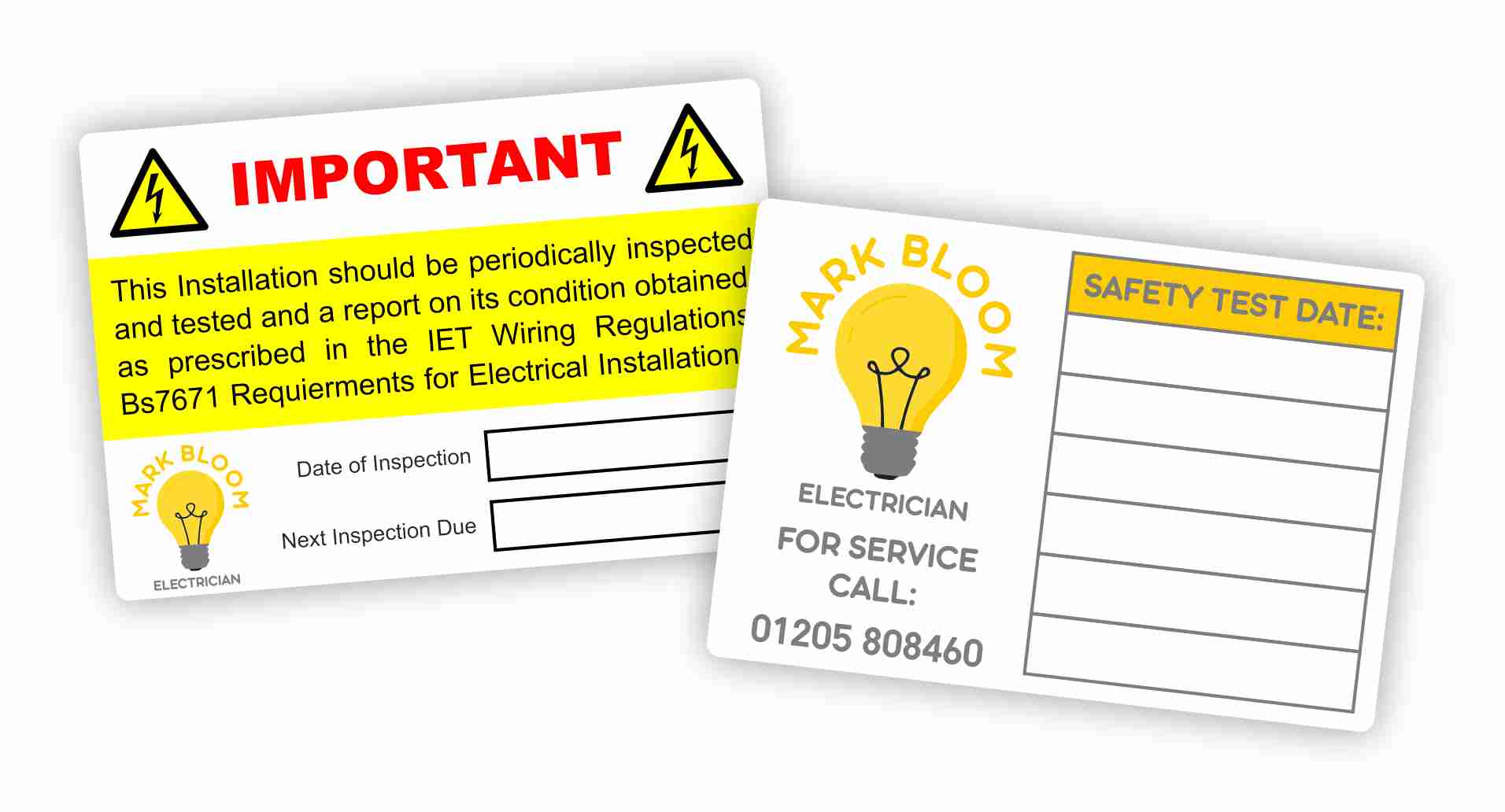 Electrician Labels - design online or contact us.